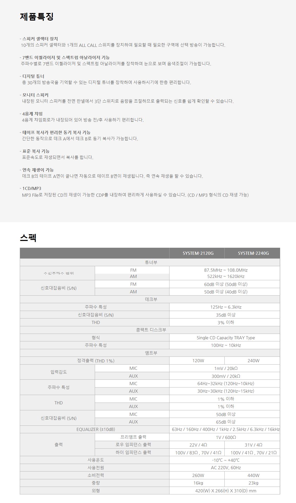 SYS-2120G/2240G > 인터엠 (P.A앰프) | 서영음향